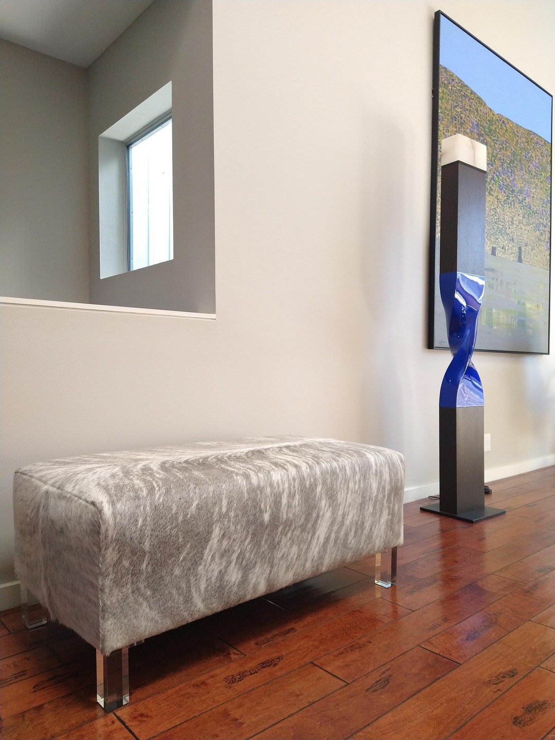 Grey Brindle Cowhide Bench - Etsy