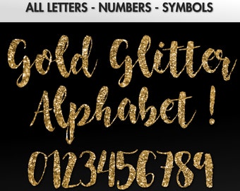 Gold Glitter Sparkle Alphabet Clip Art: Digital Download, Font, Clipart ...