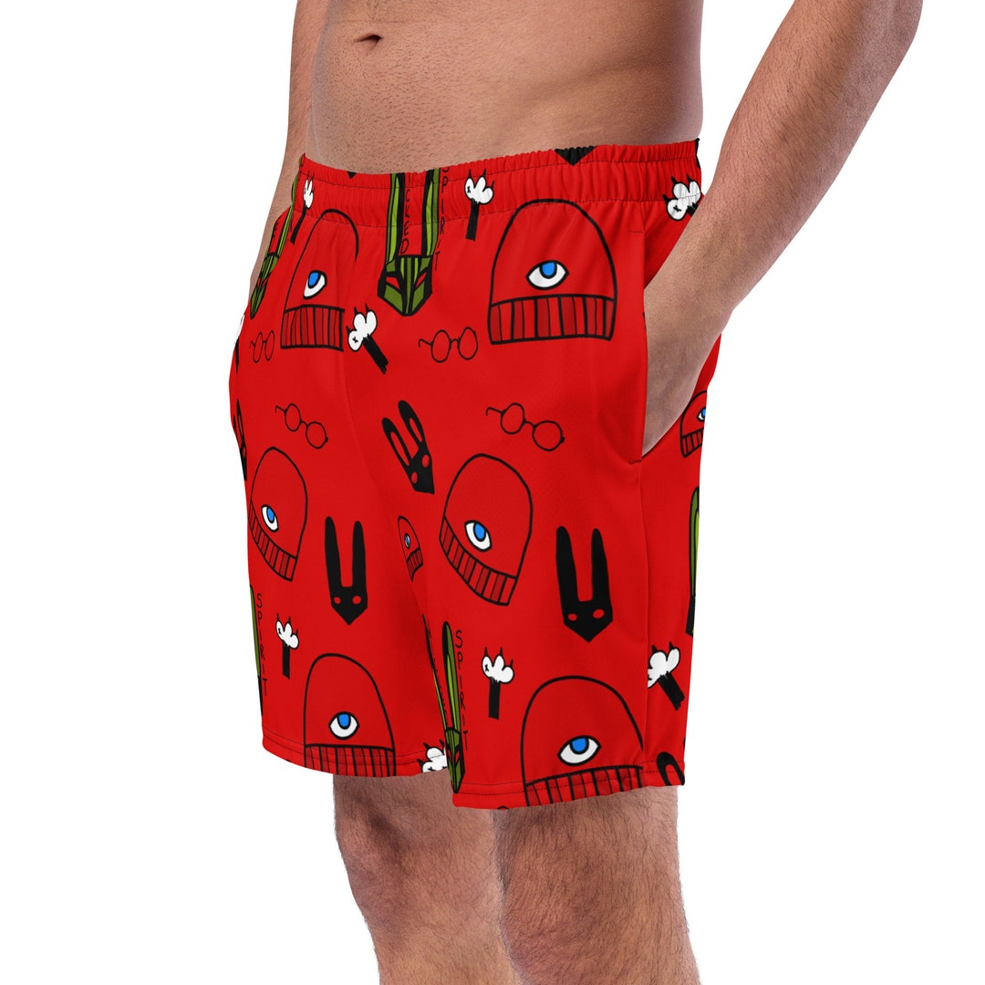 Wander Verse || Wicked Red Mascot || Men's Swim Trunks - Etsy