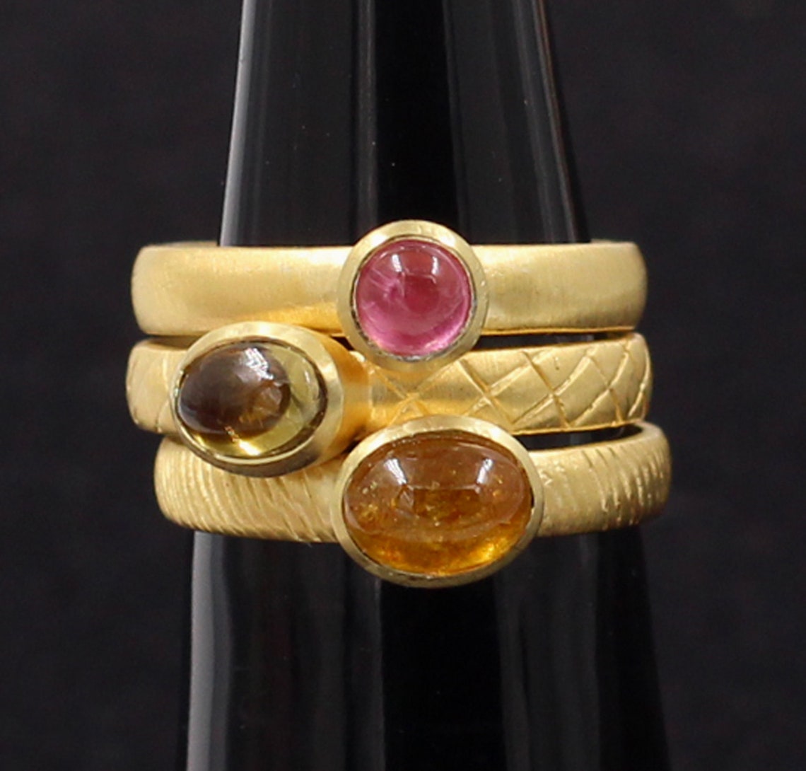 Attractive Tourmaline Stacking Ringsolid 925 Sterling Silver | Etsy