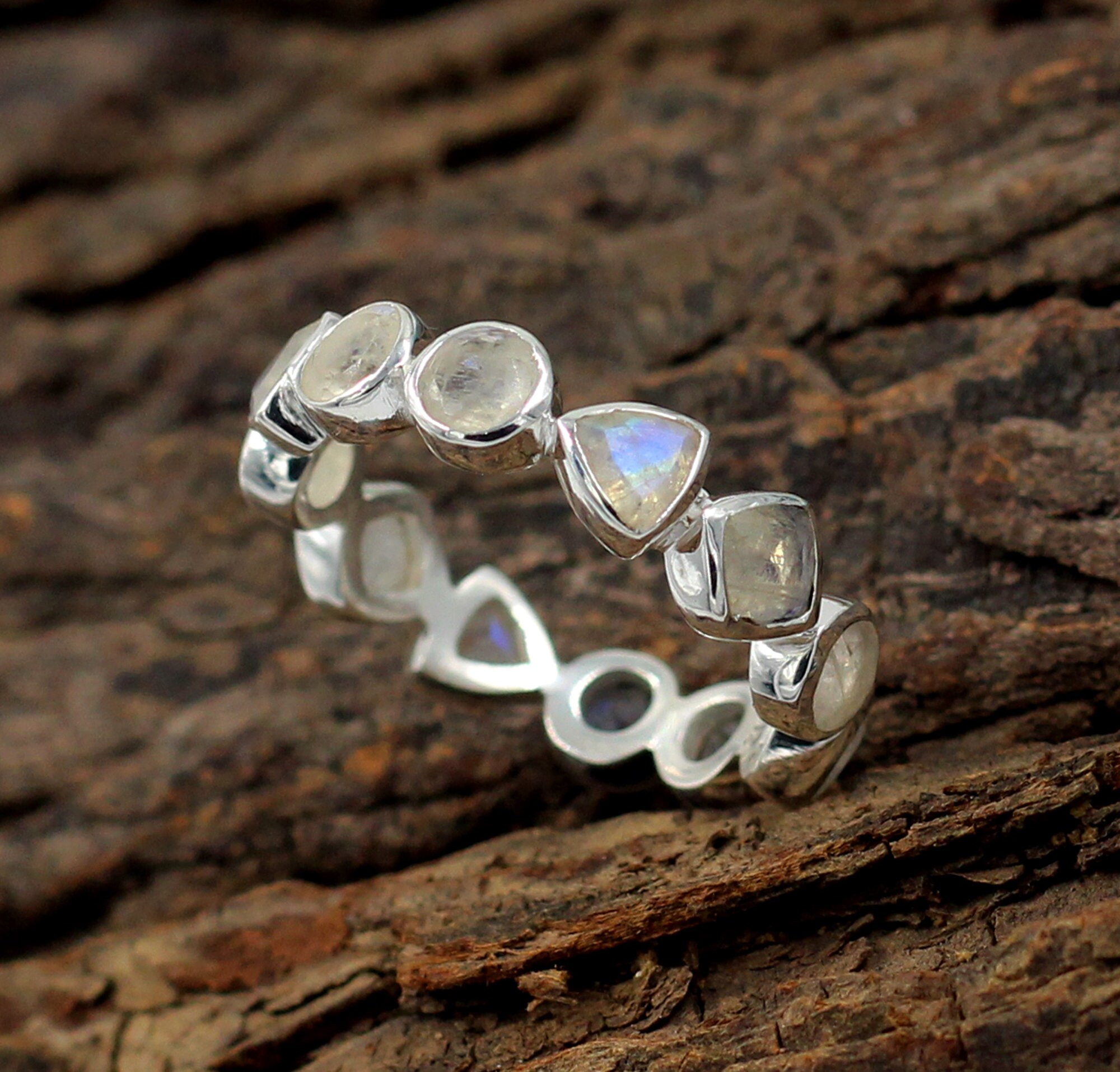 Solid Moonstone Band Ring 2024 www.alhudapk