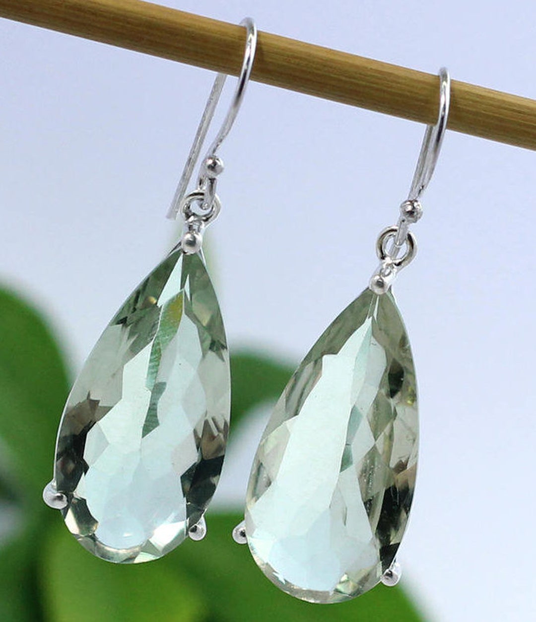 Long Tear Dropnatural Gemstoneearringamethyst/green - Etsy
