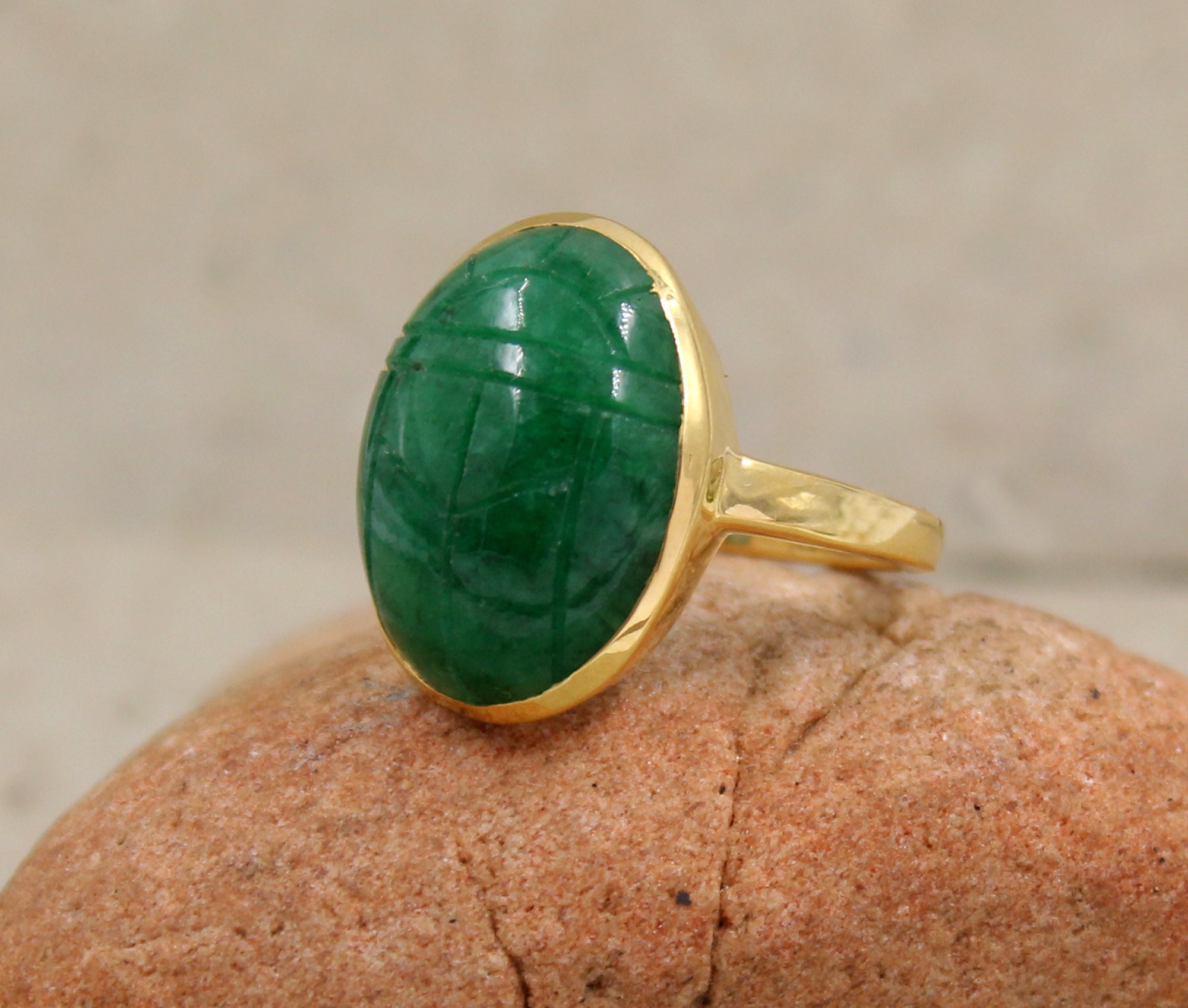 Emerald Scarab RingGold Plated 925 sterling silver | Etsy