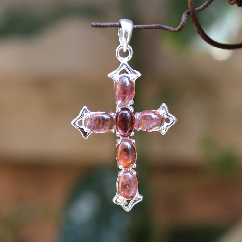 Pink Cross Necklace - Etsy