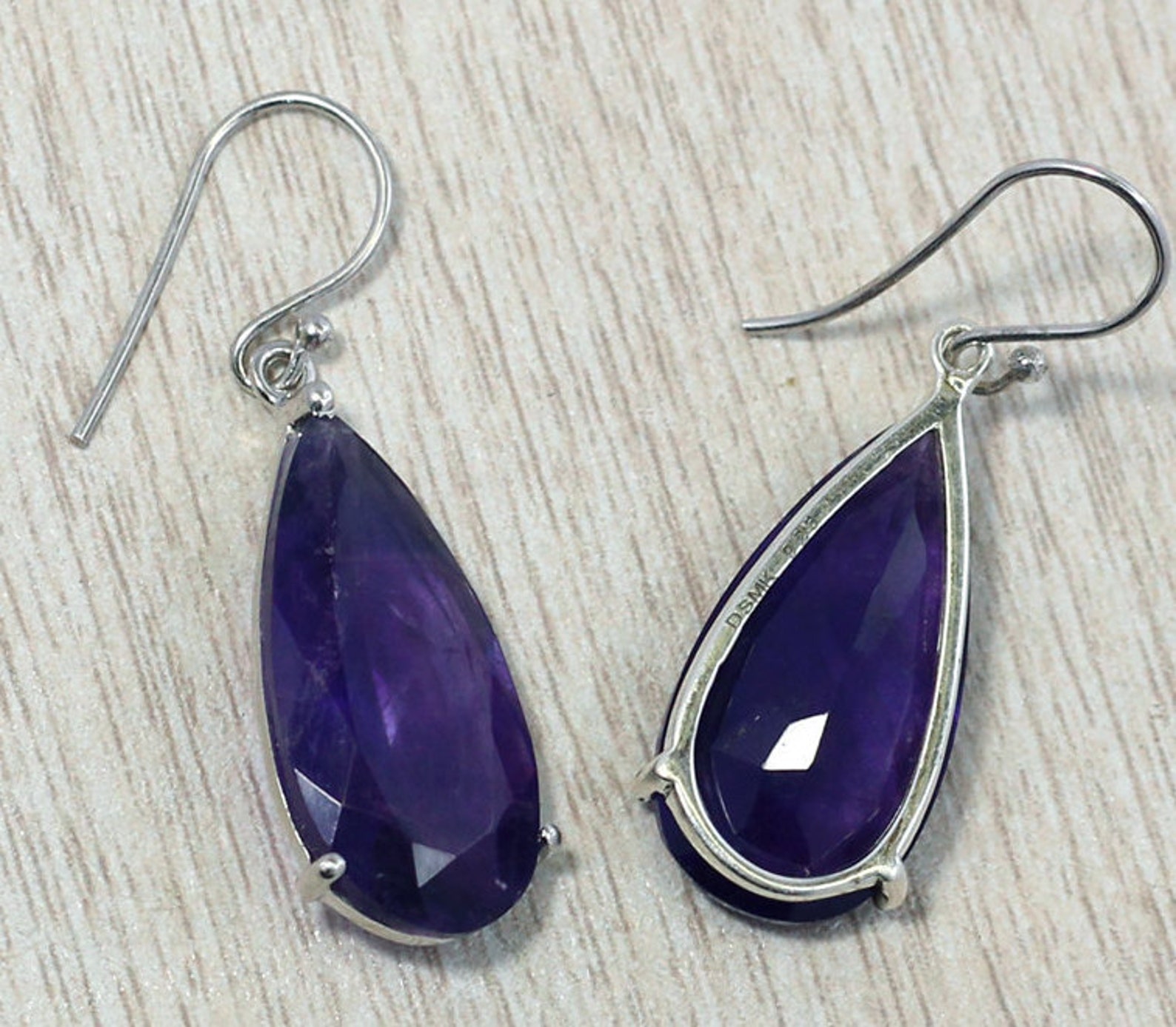 Long Tear Dropnatural Gemstoneearringamethyst/green - Etsy
