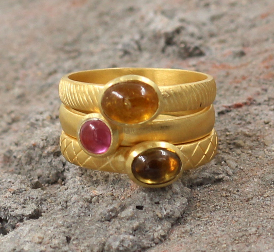 Attractive Tourmaline Stacking Ring,solid 925 Sterling Silver Matte ...