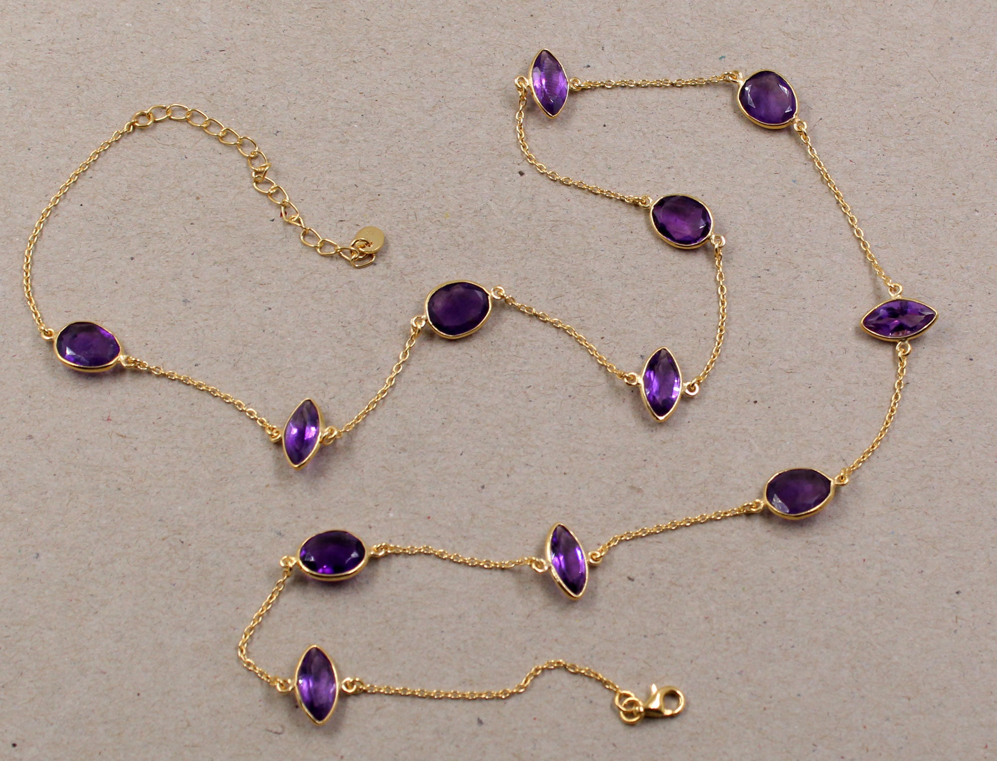 Feminine Amethyst Necklace Chain Necklace 925 Silver | Etsy