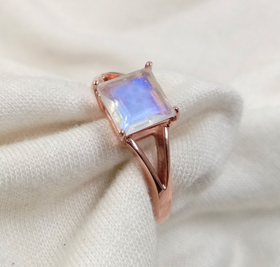 Moonstone Ring,solid 925 Silver,handmade,gemstone Jewelry,square ...