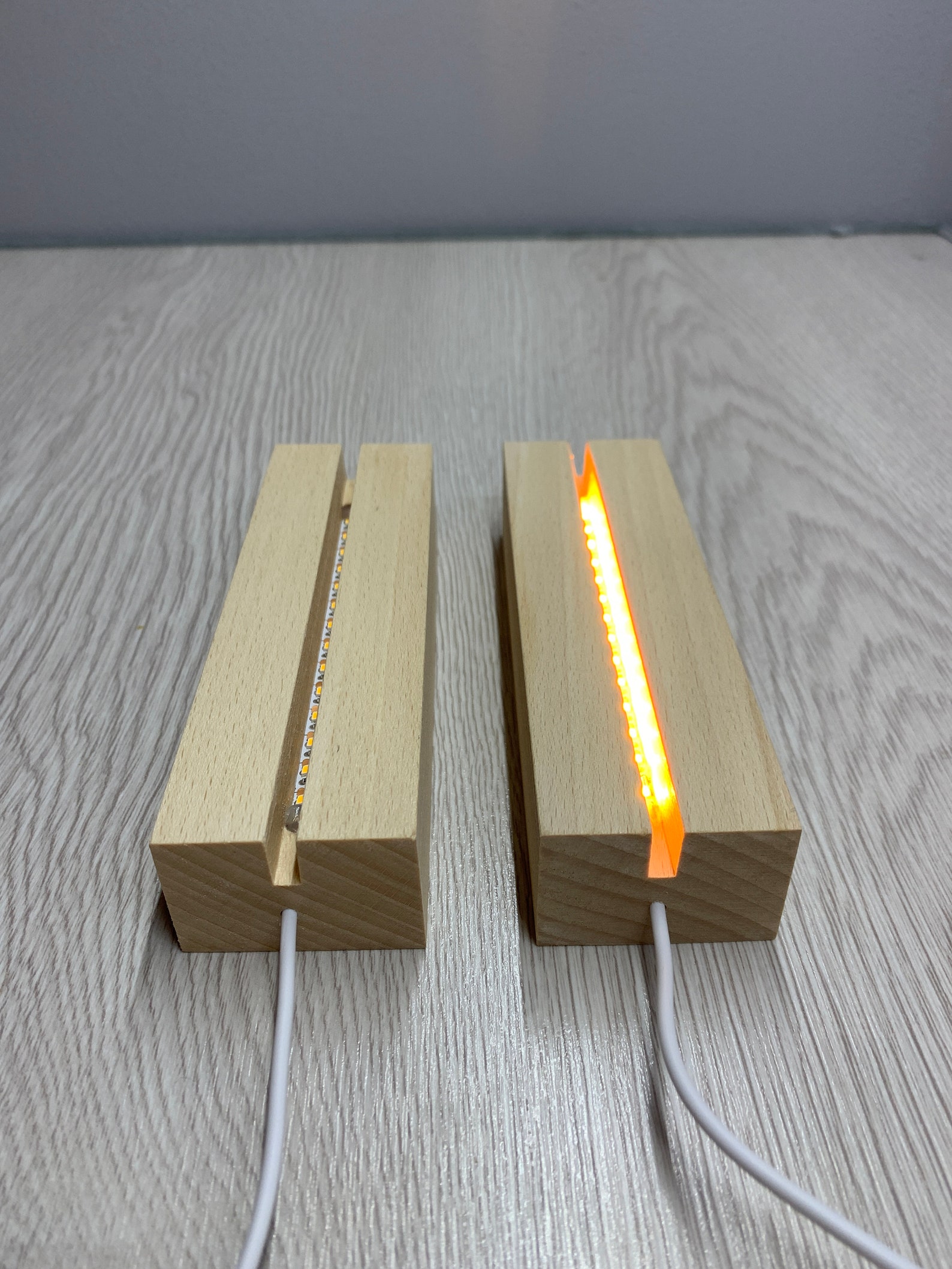 Wooden LED Display Base With Warm Light, USB Powered - Etsy