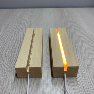 Wooden LED Display Base With Warm Light, USB Powered - Etsy
