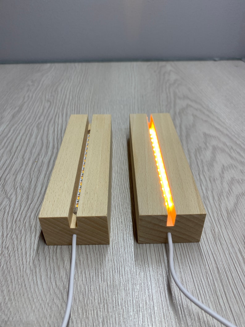 Rectangle LED Night Lights Wooden Base Lamp DIY Resin Crafts Home ...