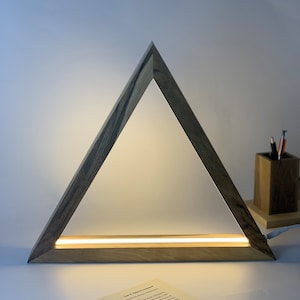 Wooden Triangle Led Table Lamp. Bedside Night Light, Reading Desk Lamp ...