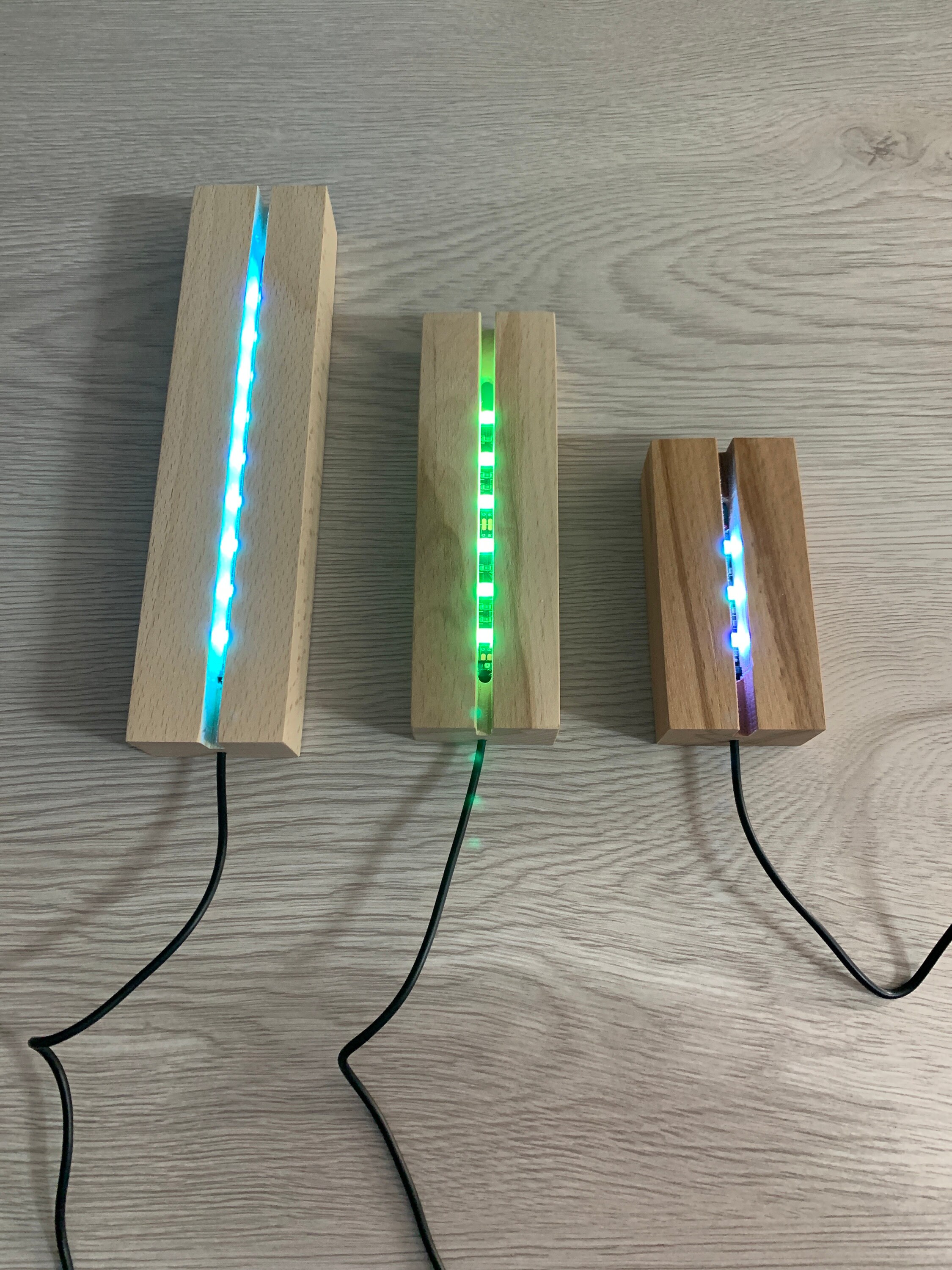 Rectangle LED RGB Night Lights Wooden Base Lamp DIY Resin Crafts Home ...