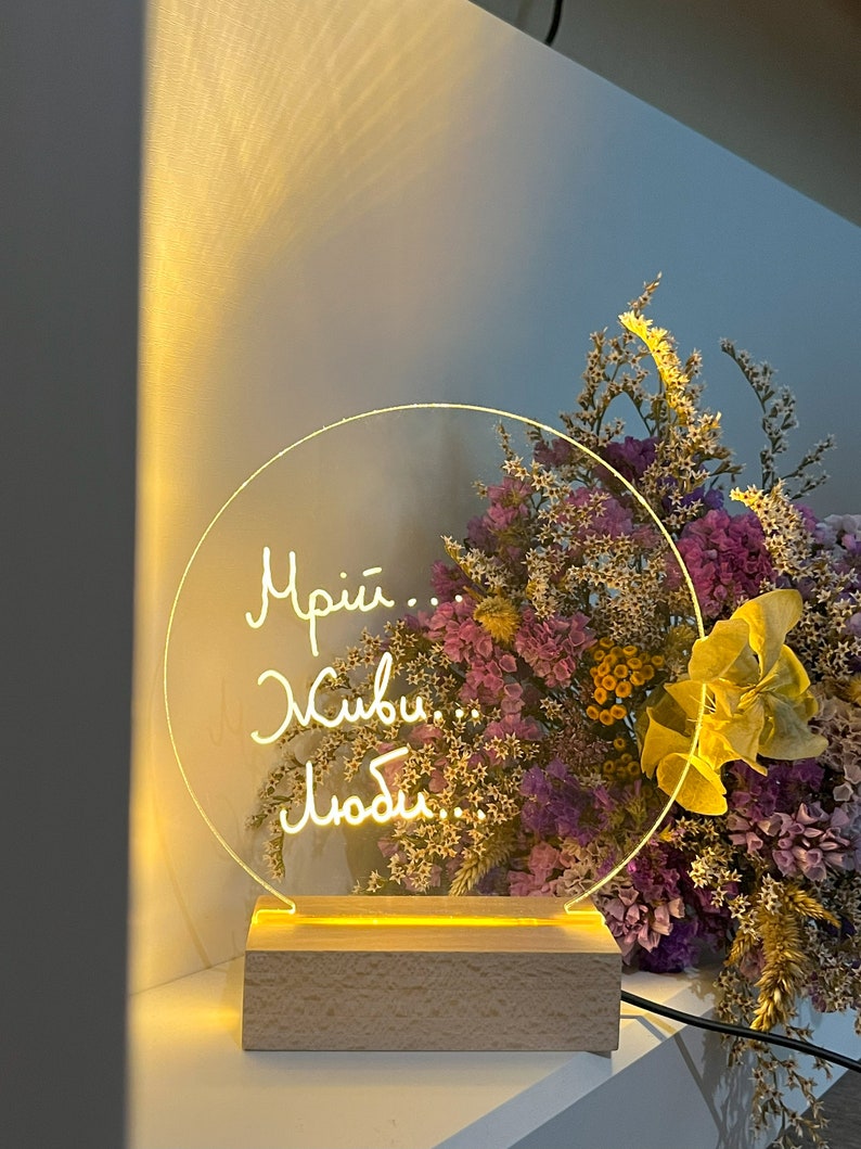 Acrylic Blank Circle LED Light & Writing Board, Reminding Memo Lamp ...