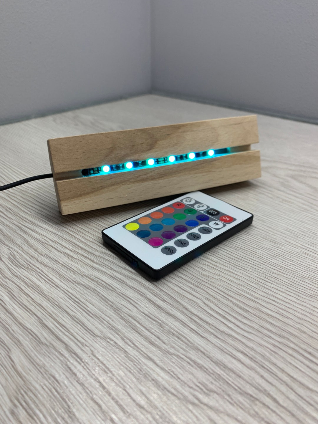 Rectangle LED RGB Night Lights Wooden Base Lamp DIY Resin Crafts Home ...