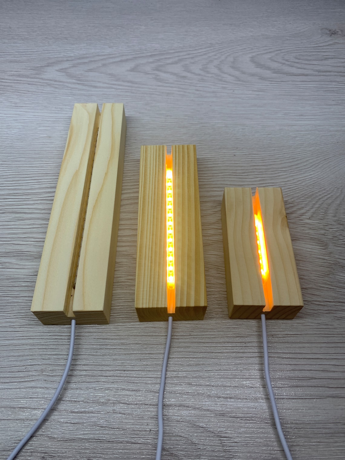 Rectangle LED Night Lights Wooden Base Lamp DIY Resin Crafts Home ...
