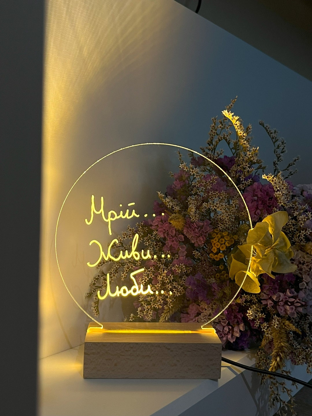 Acrylic Blank Circle LED Light & Writing Board, Reminding Memo Lamp ...