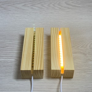 Rectangle LED Night Lights Wooden Base Lamp DIY Resin Crafts Home ...