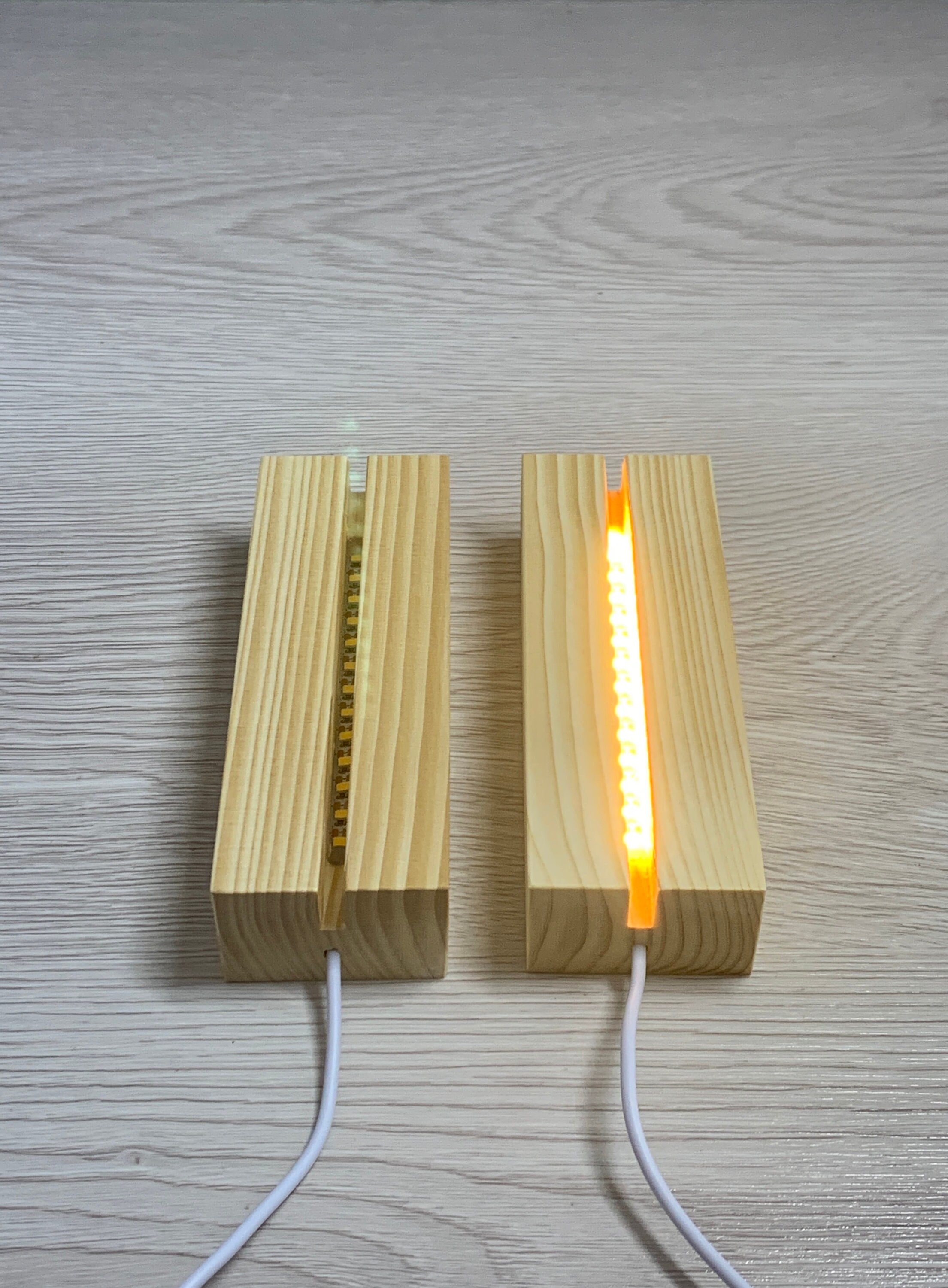 Rectangle LED Night Lights Wooden Base Lamp DIY Resin Crafts Home ...