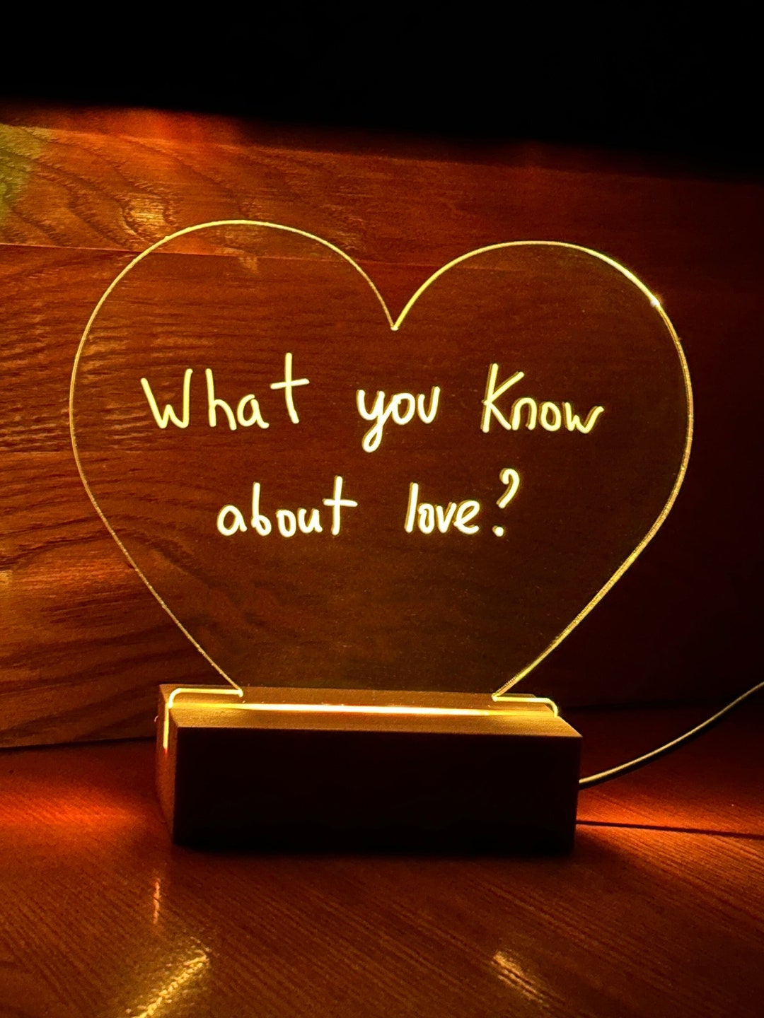 Acrylic Heart Blank LED Light & Writing Board, Reminding Memo Lamp Gift ...