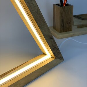Wooden Triangle Led Table Lamp. Bedside Night Light, Reading Desk Lamp ...