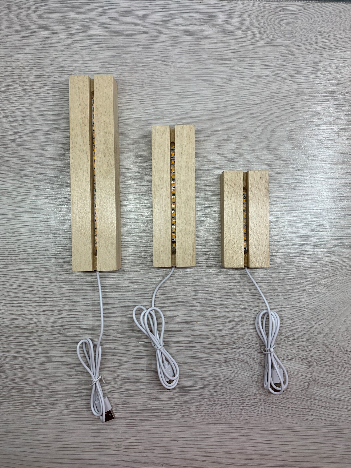 Wooden LED Display Base With Warm Light, USB Powered - Etsy