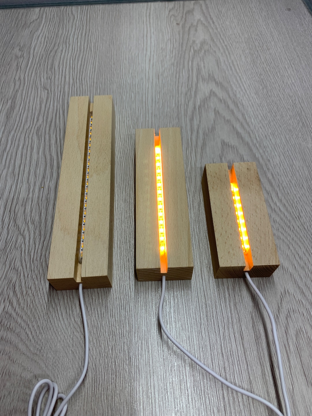 Rectangle LED Night Lights Wooden Base Lamp DIY Resin Crafts Home ...