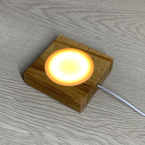 Square LED Light Wooden Base Lamp With Circle in Center for Epoxy Resin ...