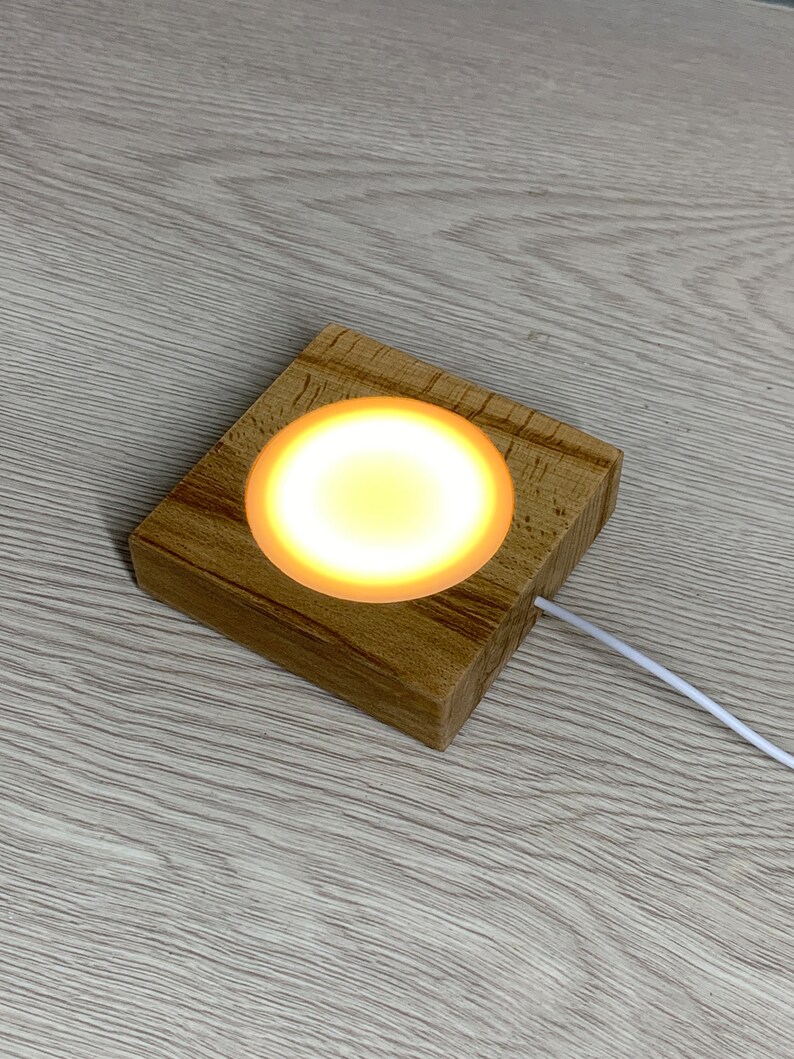 Square LED Light Wooden Base Lamp With Circle in Center for Epoxy Resin ...