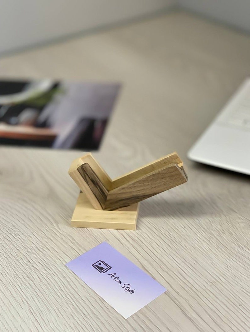 Walnut Wood Business Card Holder for Office Desk Business - Etsy