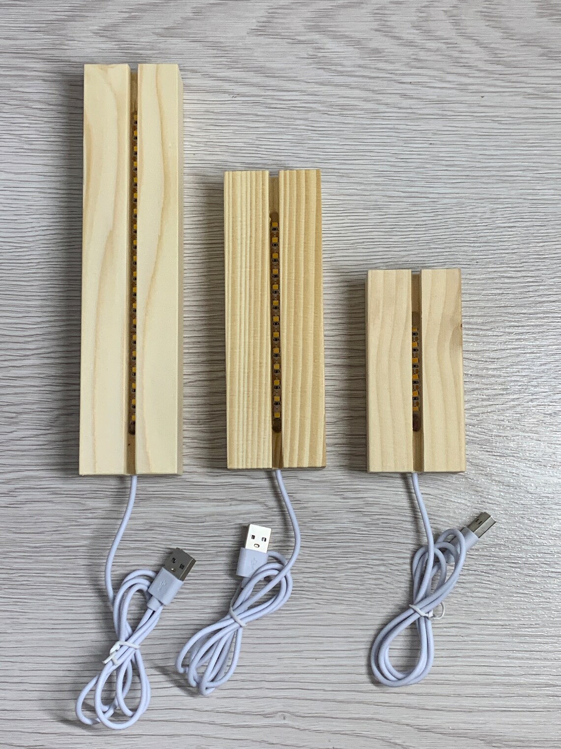 Rectangle LED Night Lights Wooden Base Lamp DIY Resin Crafts Home ...