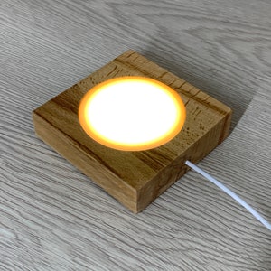 Square LED Light Wooden Base Lamp With Circle in Center for Epoxy Resin ...