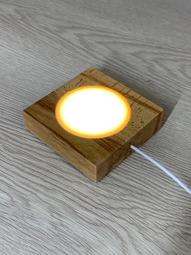 Square LED Light Wooden Base Lamp With Circle in Center for Epoxy Resin ...