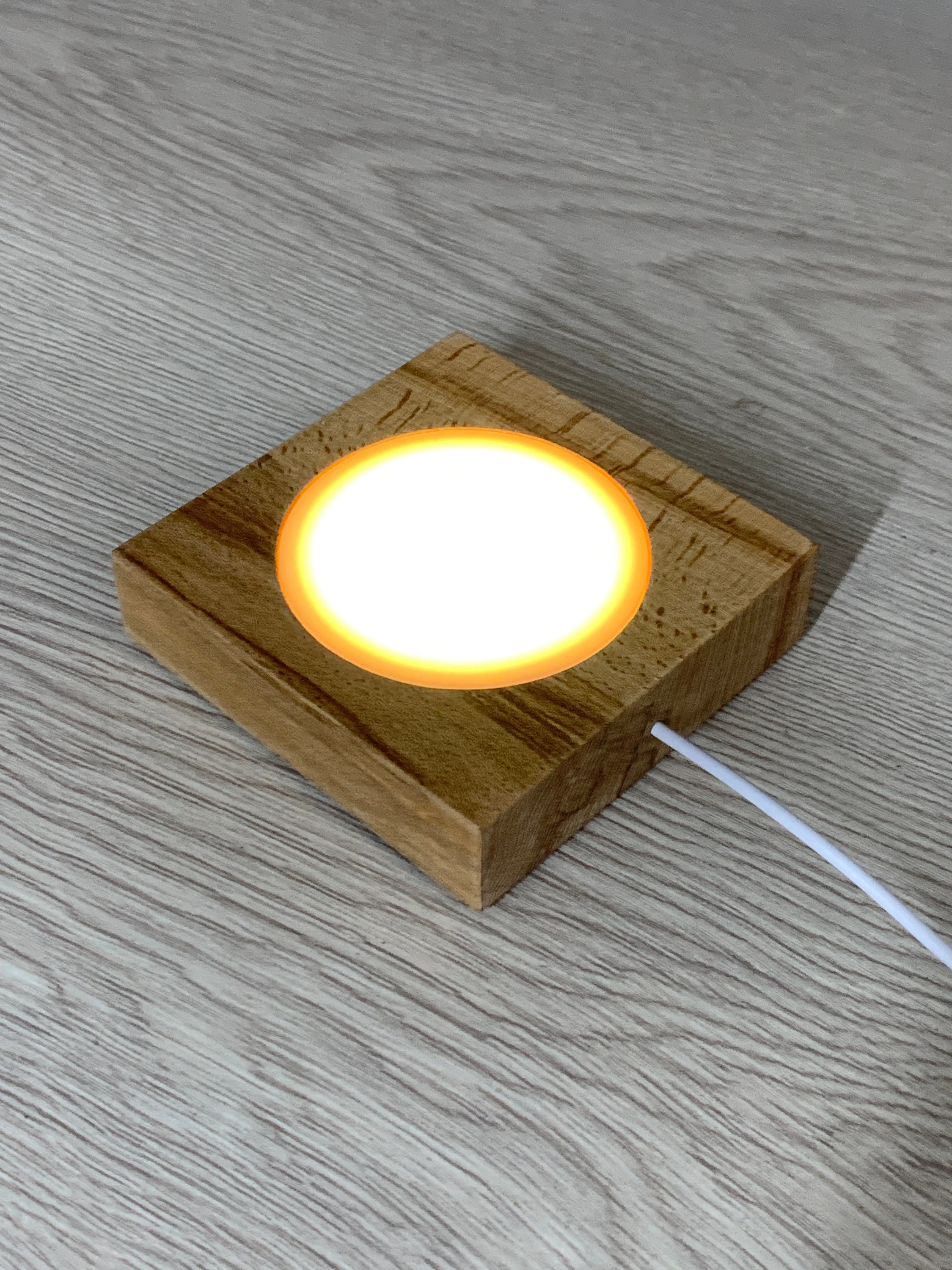 Square LED Light Wooden Base Lamp With Circle in Center for Epoxy Resin ...