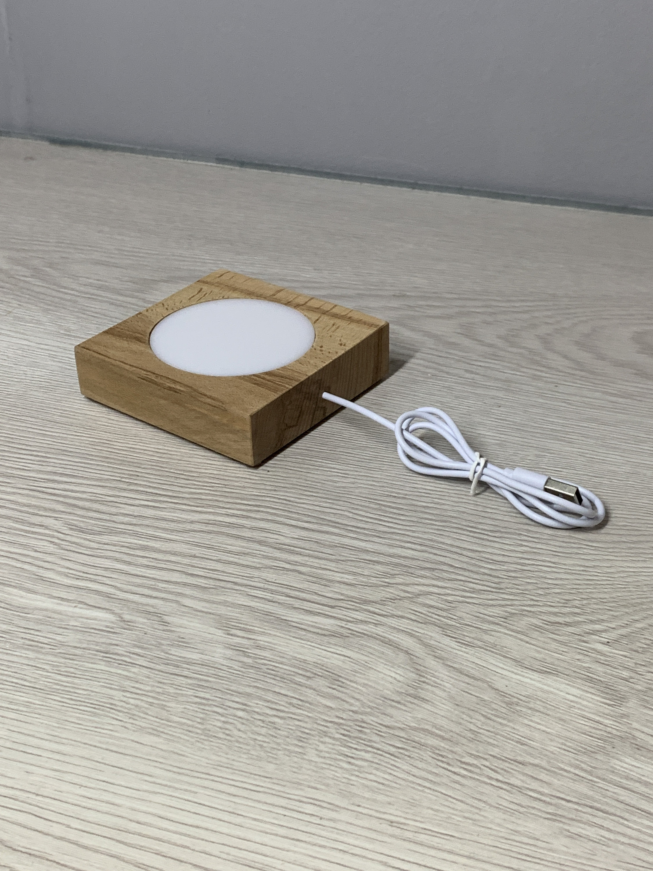 Square LED Light Wooden Base Lamp With Circle in Center for Epoxy Resin ...
