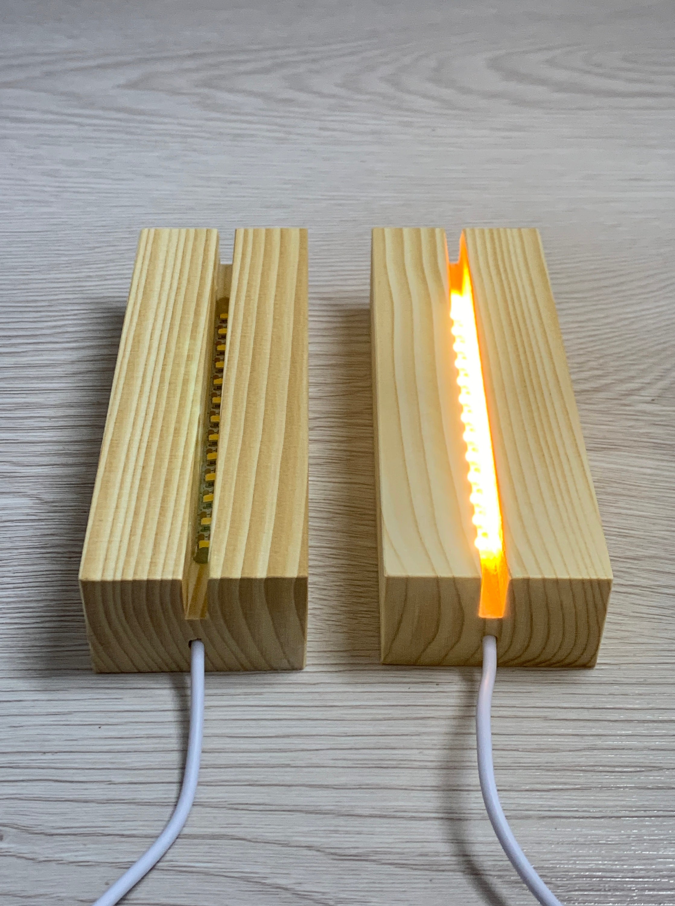 Rectangle LED Night Lights Wooden Base Lamp DIY Resin Crafts Home ...