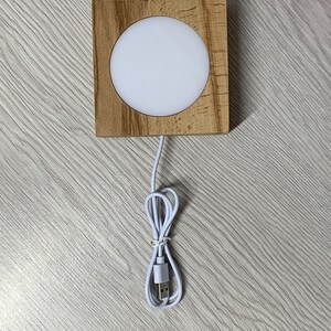 Square LED Light Wooden Base Lamp With Circle in Center for Epoxy Resin ...