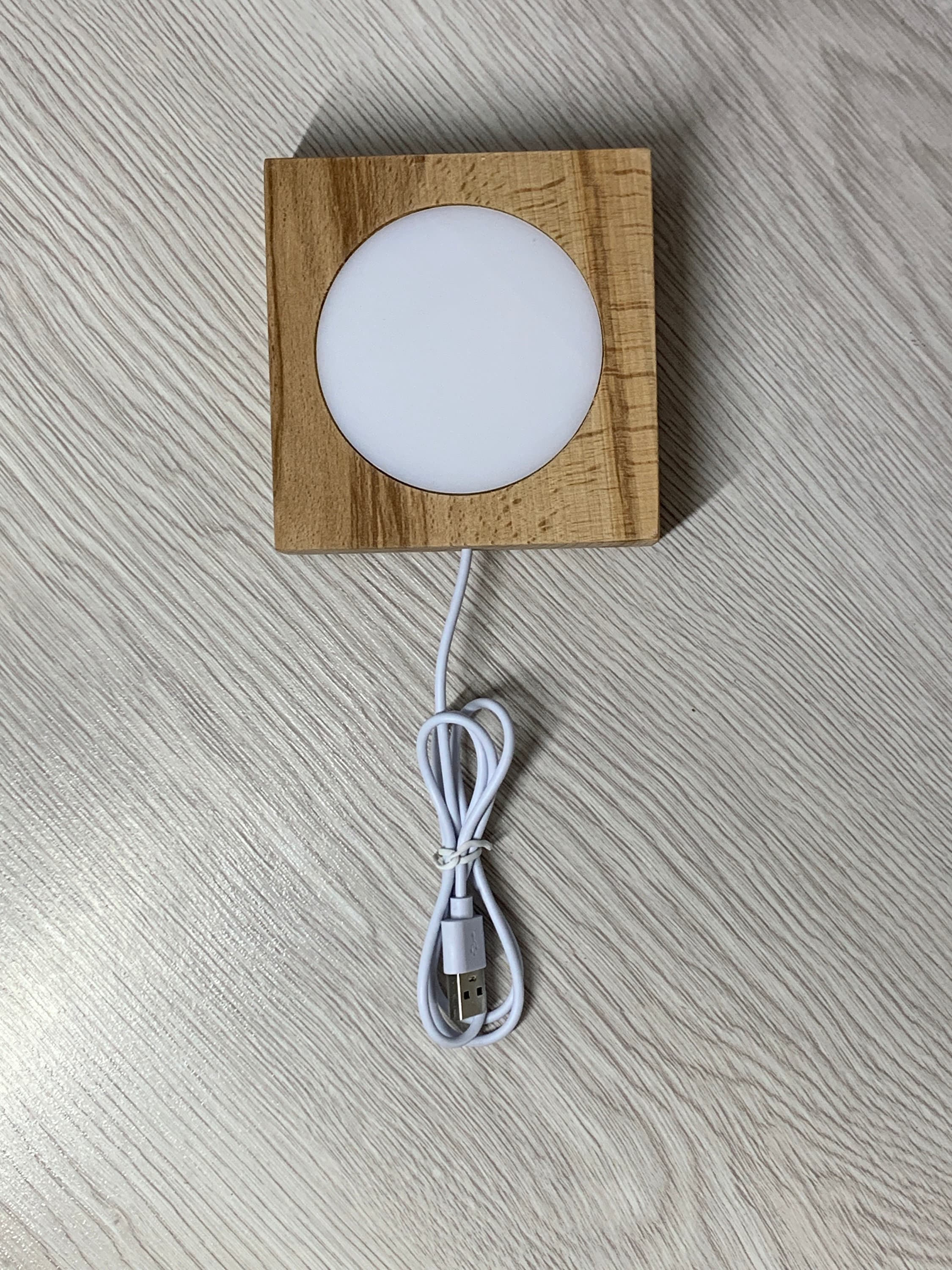 Square LED Light Wooden Base Lamp With Circle in Center for Epoxy Resin ...