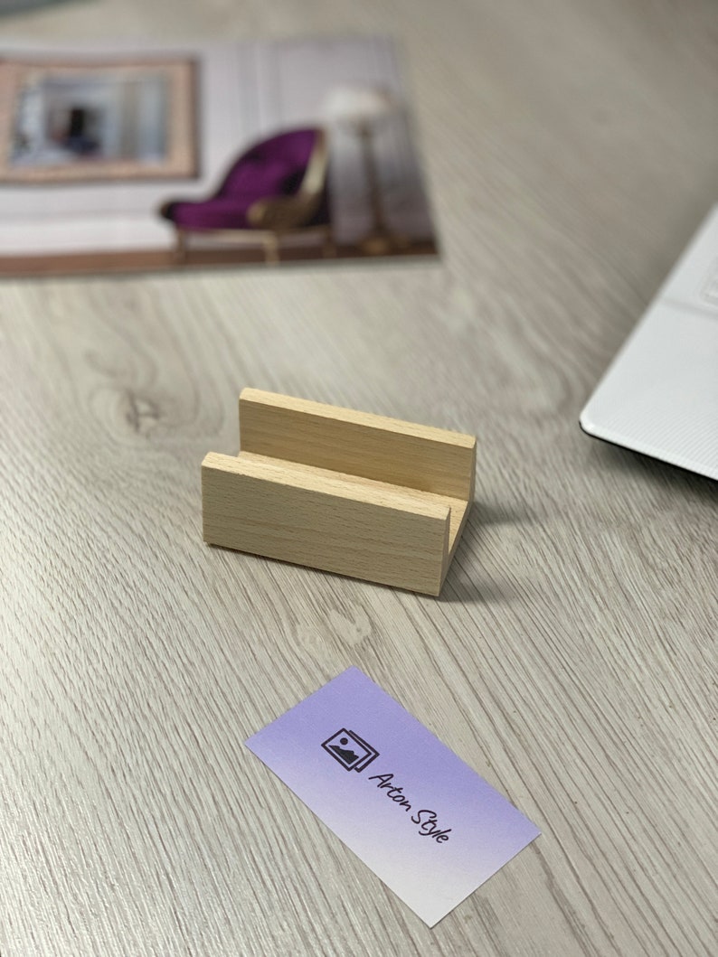Custom Wooden Business Card Holder: Personalized Office Desk Decor - Etsy