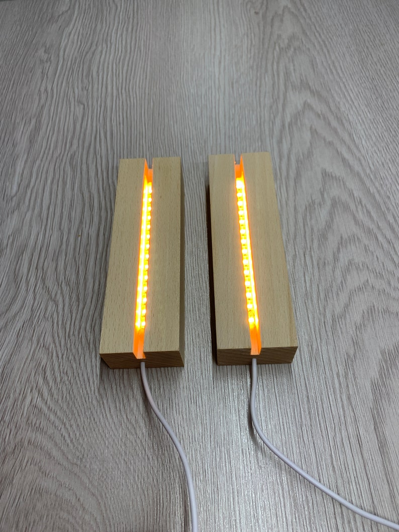 Rectangle LED Night Lights Wooden Base Lamp DIY Resin Crafts Home ...