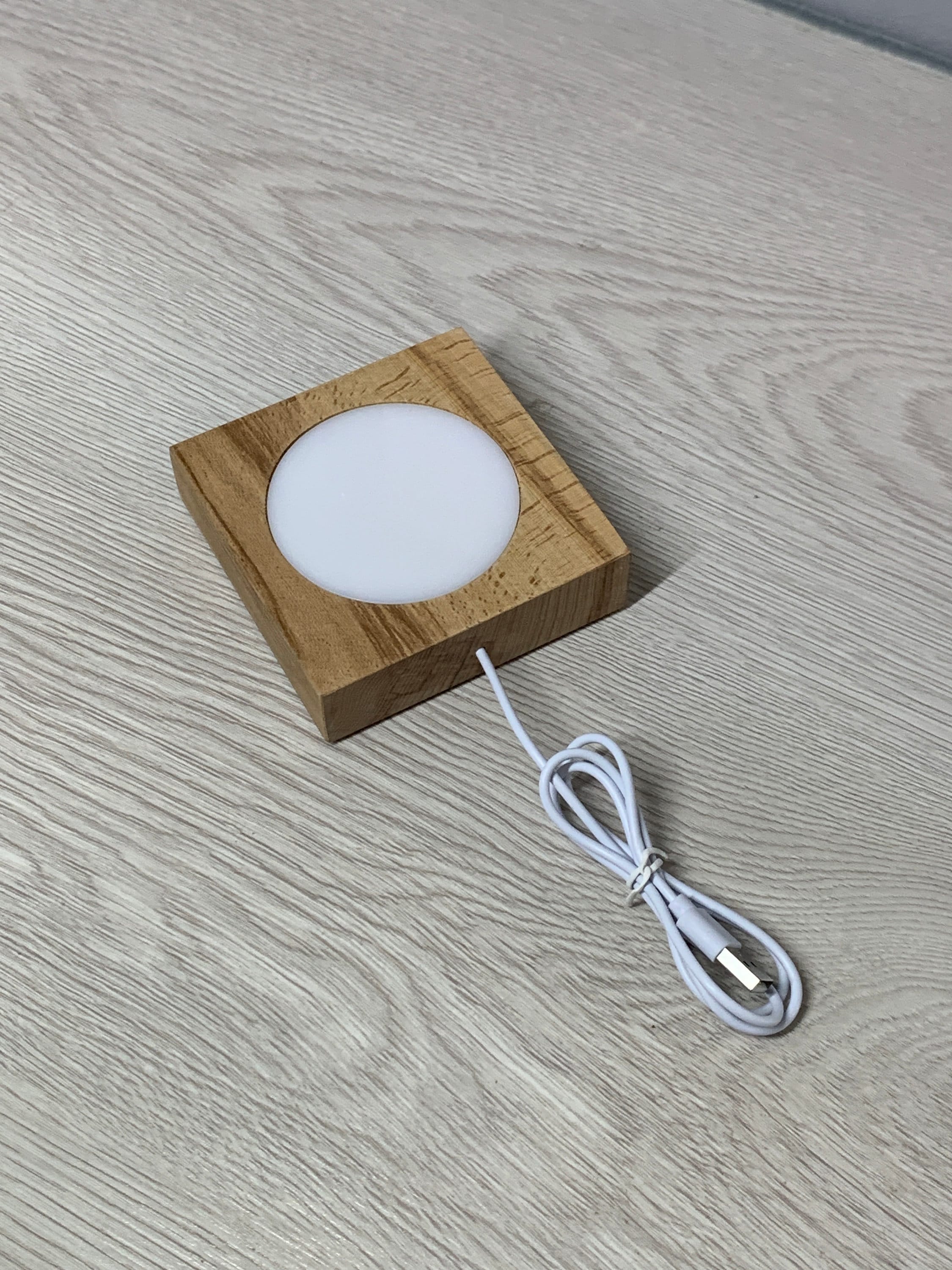 Square LED Light Wooden Base Lamp With Circle in Center for Epoxy Resin ...