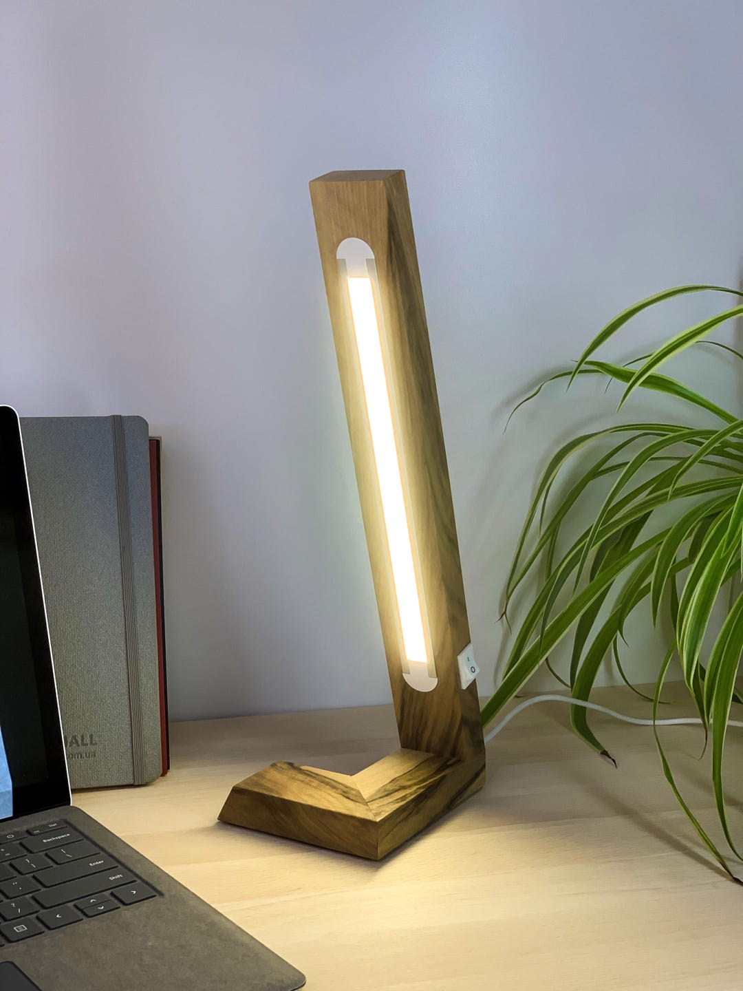 Modern LED Lamp, Wooden Book Reading Table Lamp, Wood Lamp, Desk Light ...