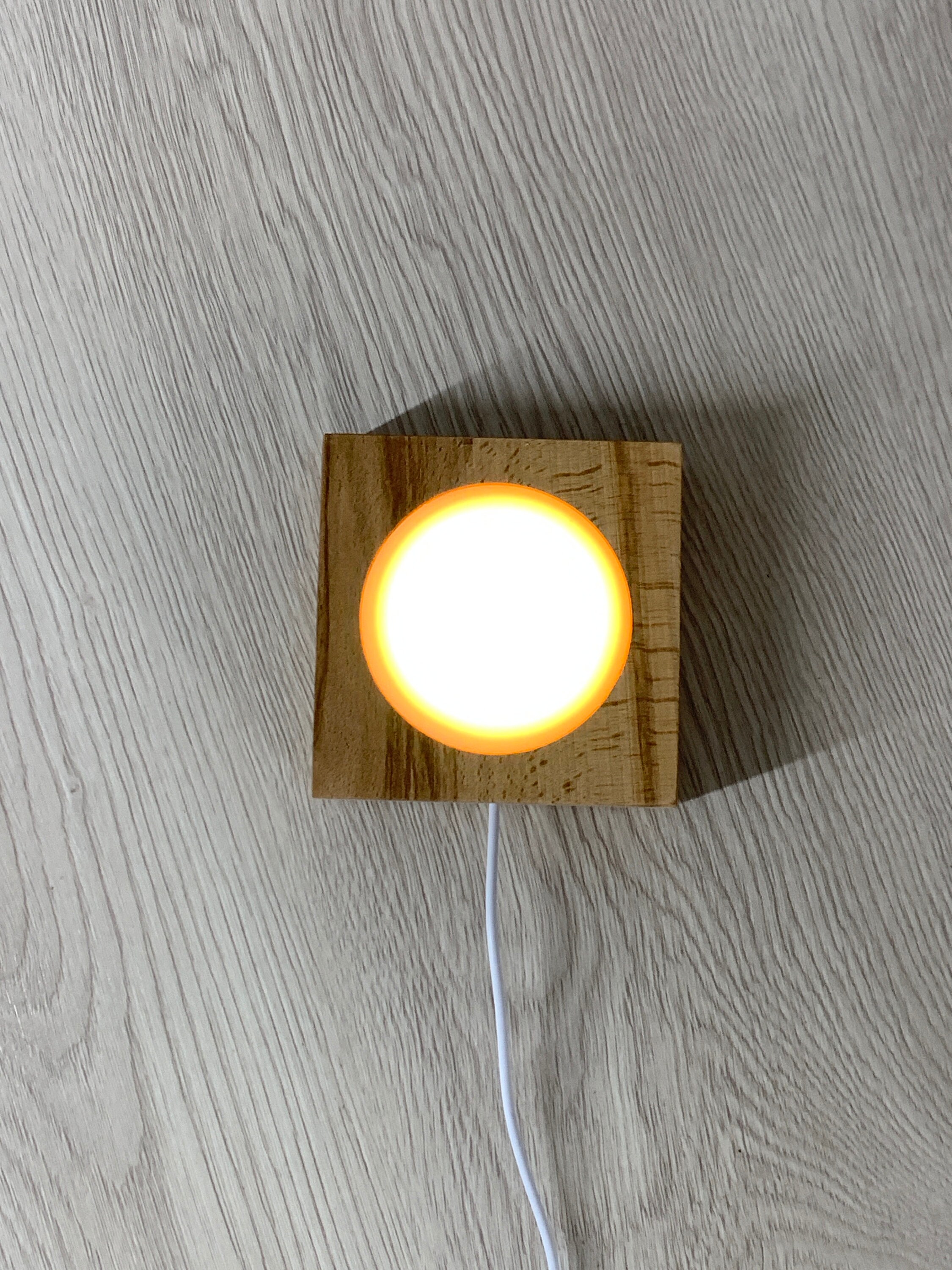 Square LED Light Wooden Base Lamp With Circle in Center for Epoxy Resin ...