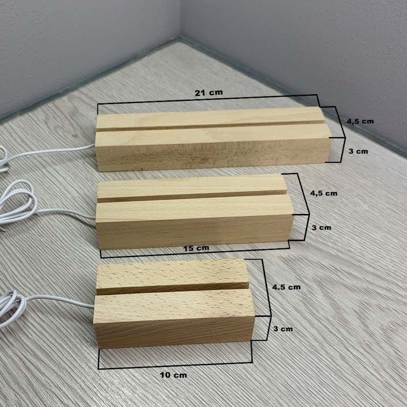 Rectangle LED Night Lights Wooden Base Lamp DIY Resin Crafts Home ...