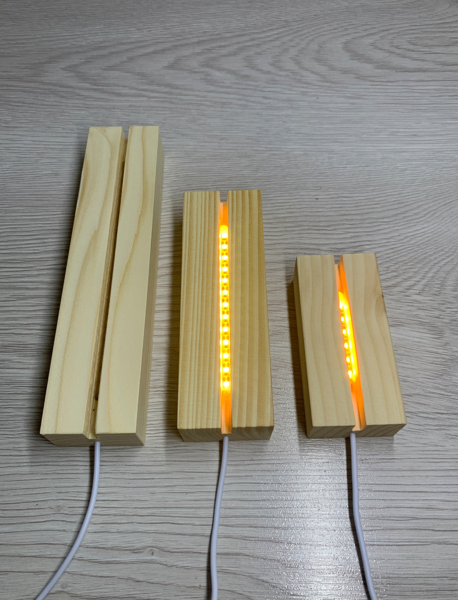 Rectangle LED Night Lights Wooden Base Lamp DIY Resin Crafts Home ...