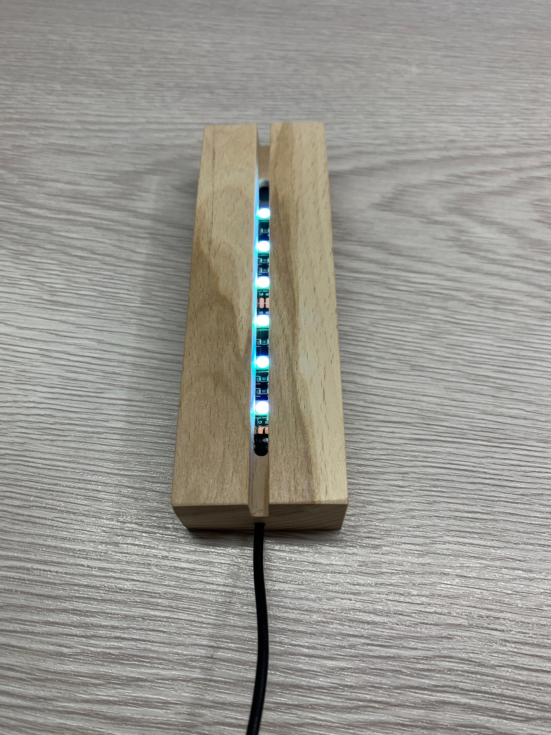 Rectangle LED RGB Night Lights Wooden Base Lamp DIY Resin Crafts Home ...