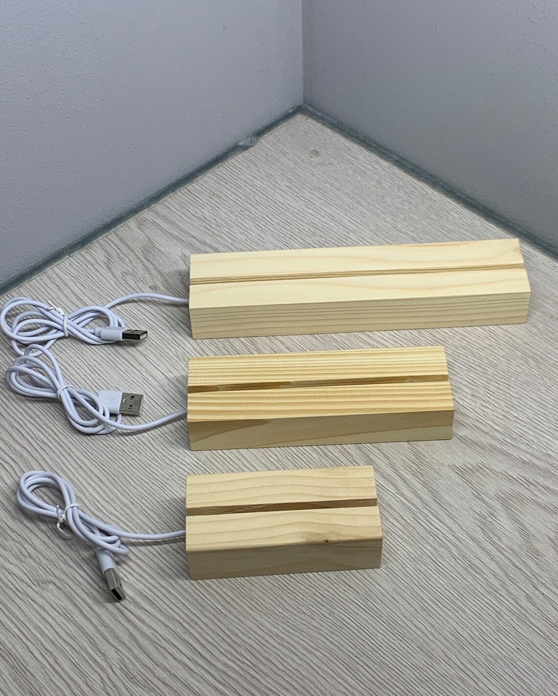 Rectangle LED Night Lights Wooden Base Lamp DIY Resin Crafts Home ...