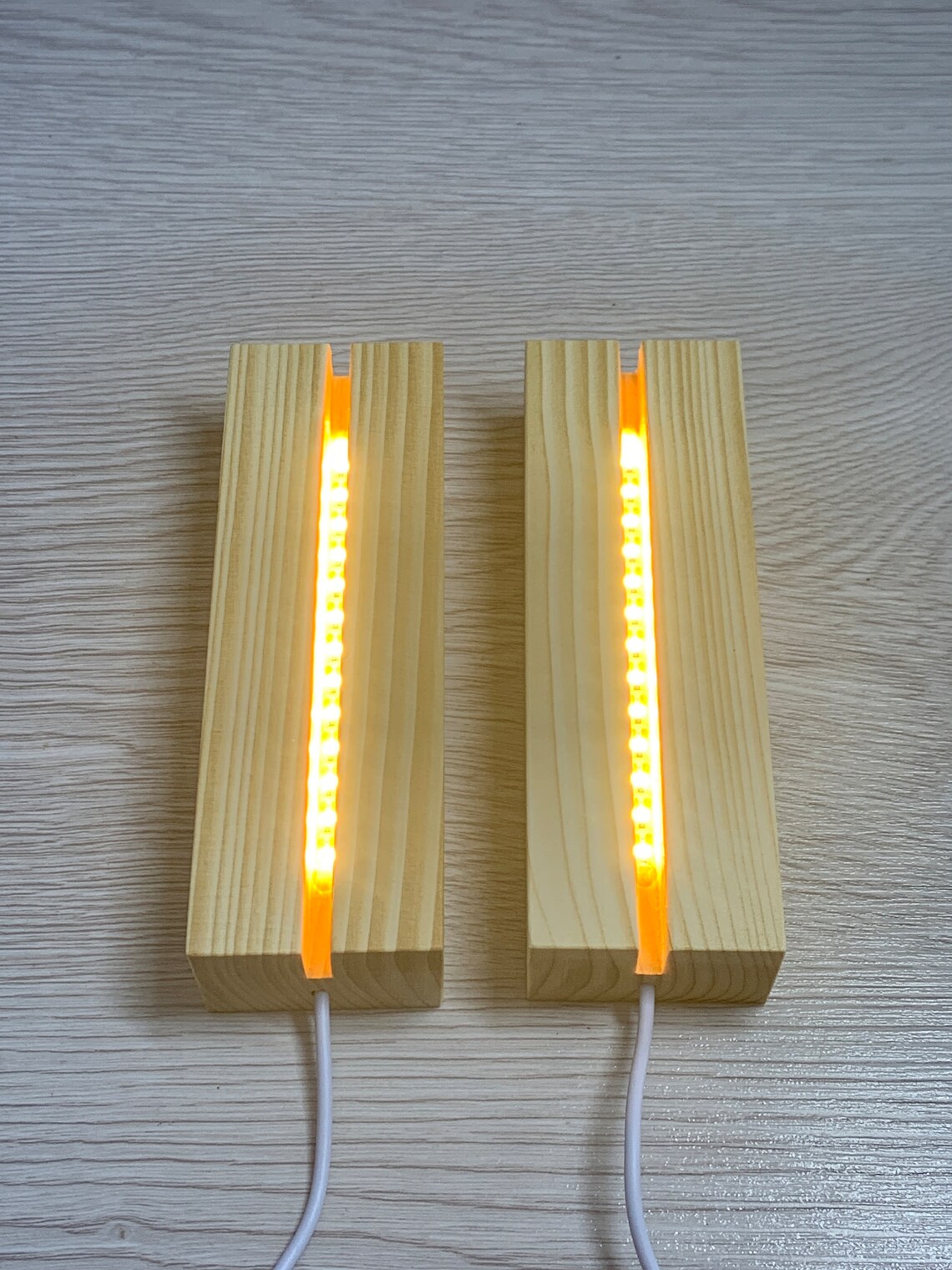 Rectangle LED Night Lights Wooden Base Lamp DIY Resin Crafts Home ...