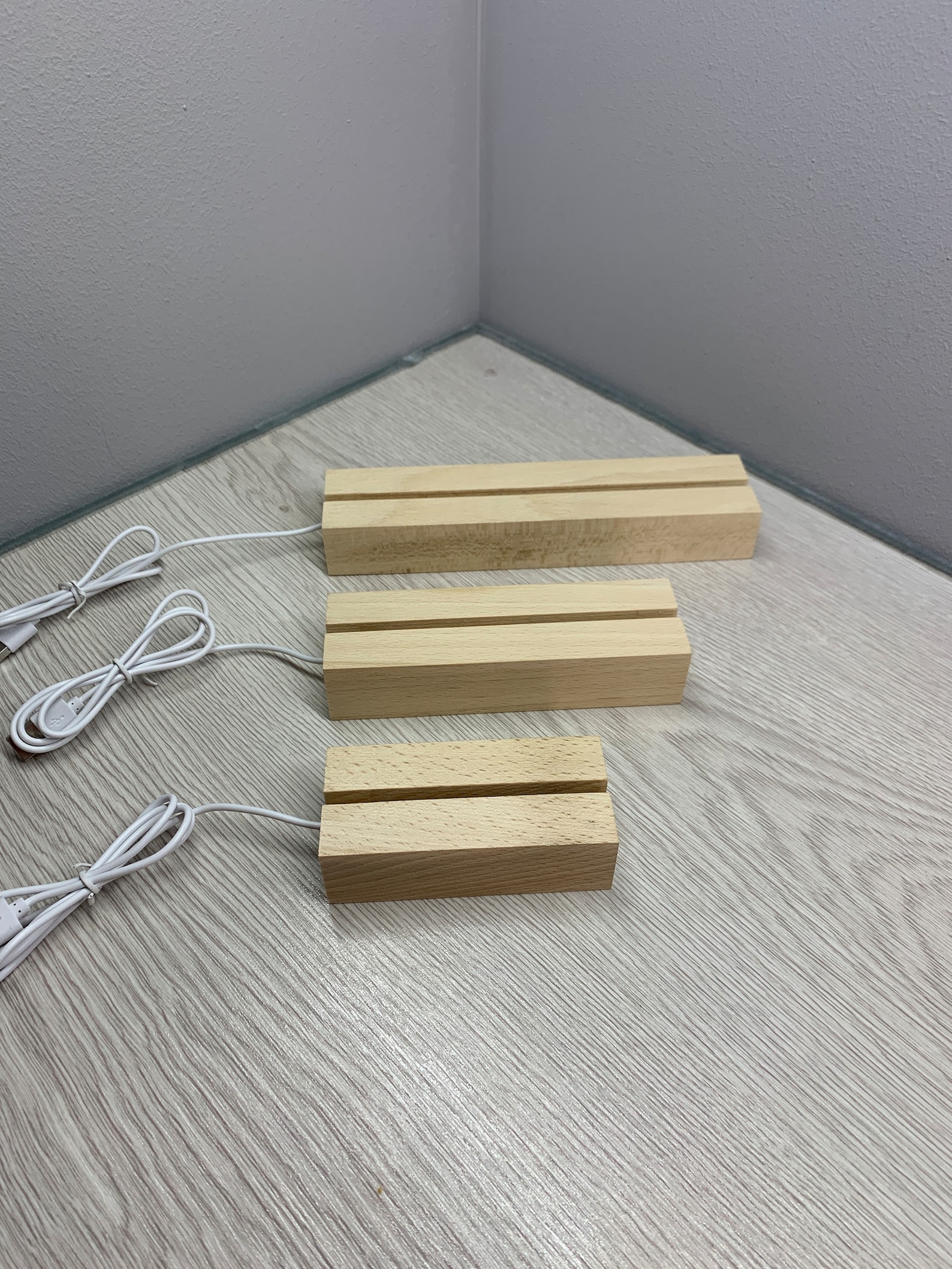 Rectangle LED Night Lights Wooden Base Lamp DIY Resin Crafts Home ...