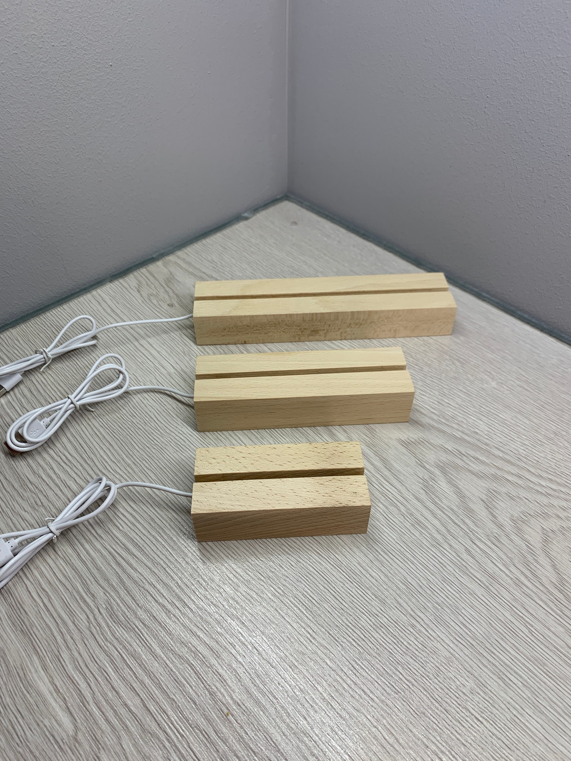 Rectangle LED Night Lights Wooden Base Lamp DIY Resin Crafts Home ...